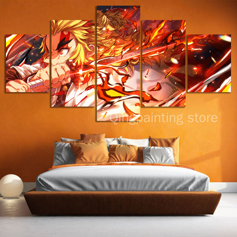 Anime Demon Slayer Rengoku Kyoujurou Canvas Painting Living Room ...