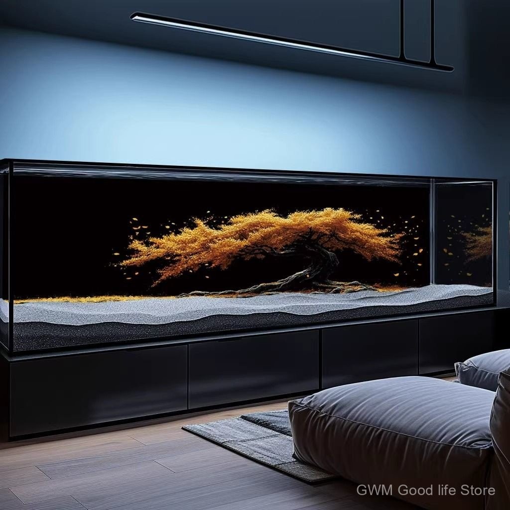 Big Tree Romantic High-Definition Bench Fish Tank Background Sticker ...