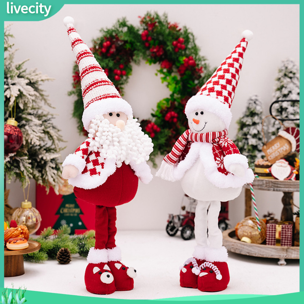 livecity| Retractable Legs Christmas Ornament Soft Scarf Holiday Doll ...