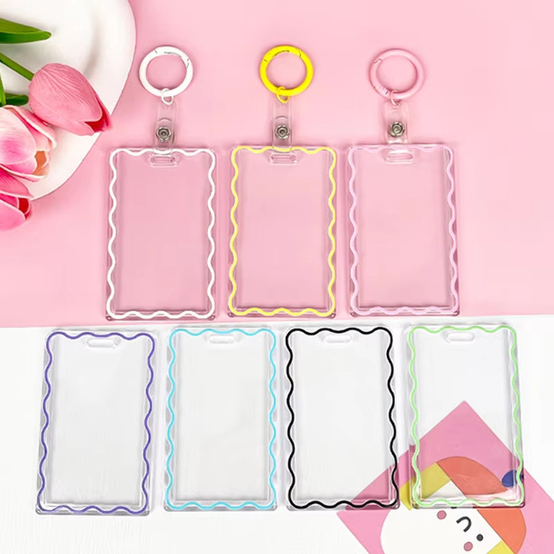 Transparent Card Holder Acrylic Card Set Keychain Waterproof Simple ...