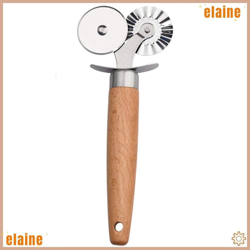 ELAINE2 Pastry Wheel Cutter, Double Roller with Long Wooden Handle ...