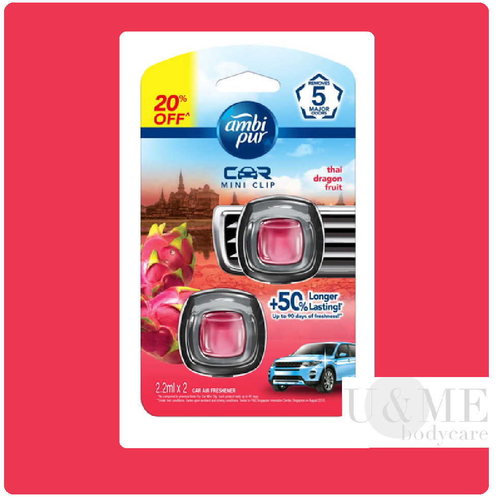 Ambi Pur Car Mini Clip 2 In 1 Car Thai Dragon Fruit 2.2ml x 2 | Shopee ...