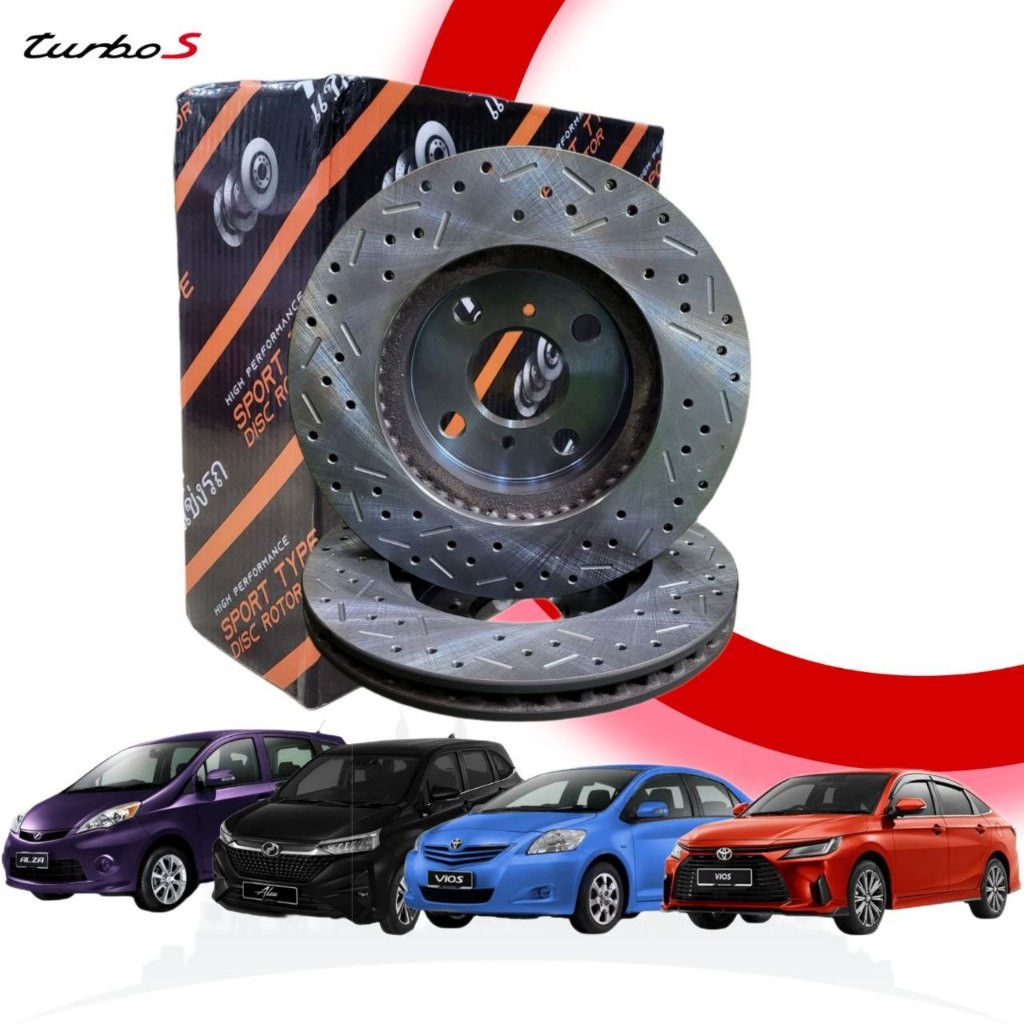 🔥 ORIGINAL TF THAILAND SLOTTED & DRILLED DISC ROTOR FRONT PERODUA ALZA ...