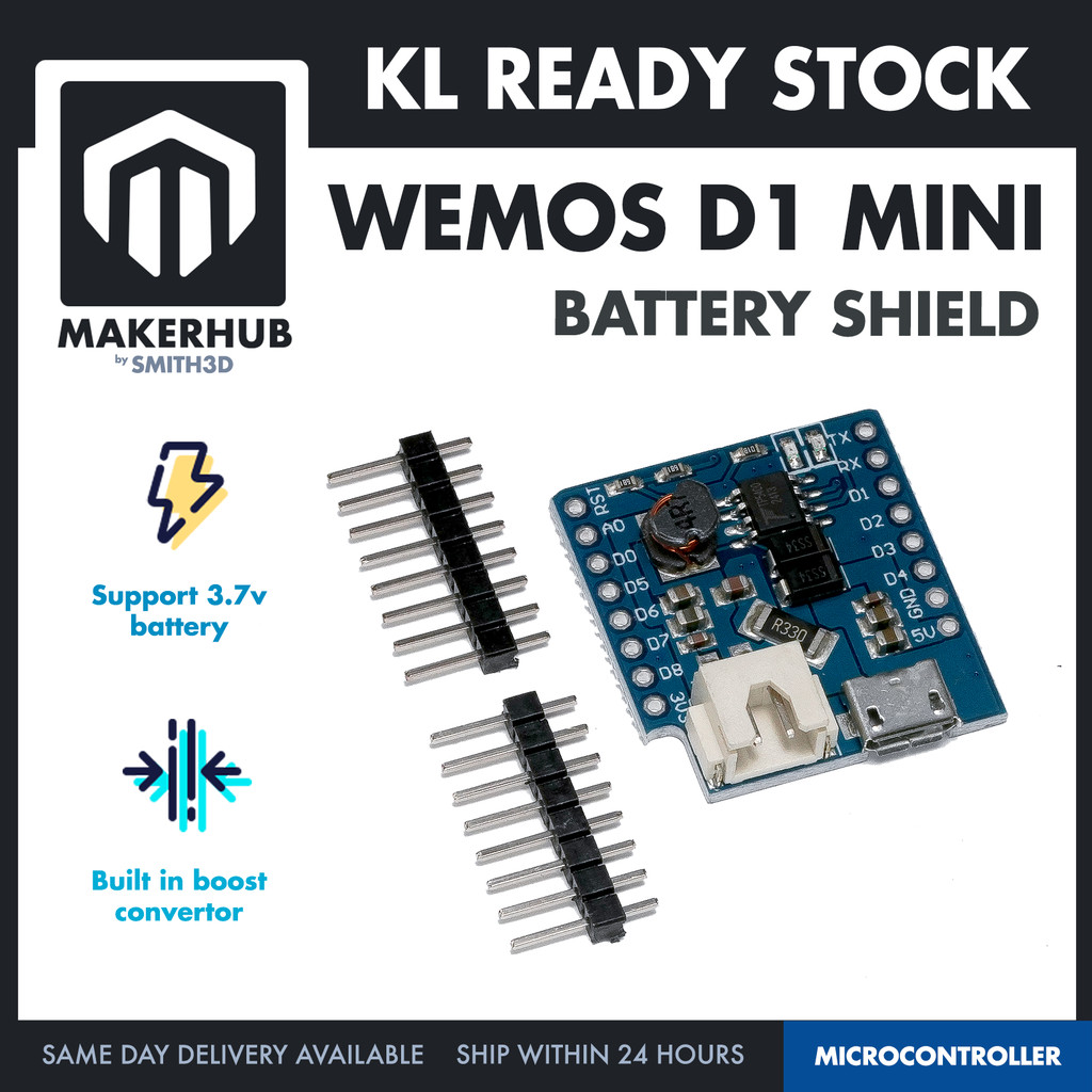 D1 Mini Shield LiPo Charging Board Push Button Module for WEMOS D1 Mini ...