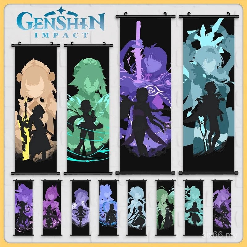 1pc Canvas Genshin Impact Picture Wall Art Game Anime Scrolls Hanging ...