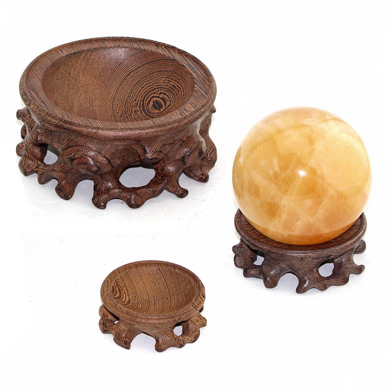 Solid Wood Base Gourd Crystal Ball Base Bracket Crafts Spherical ...