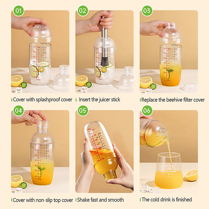 [Prs] Plastic Cocktail Shaker Hand Shaker Cup with Scales 350ml/530ml ...