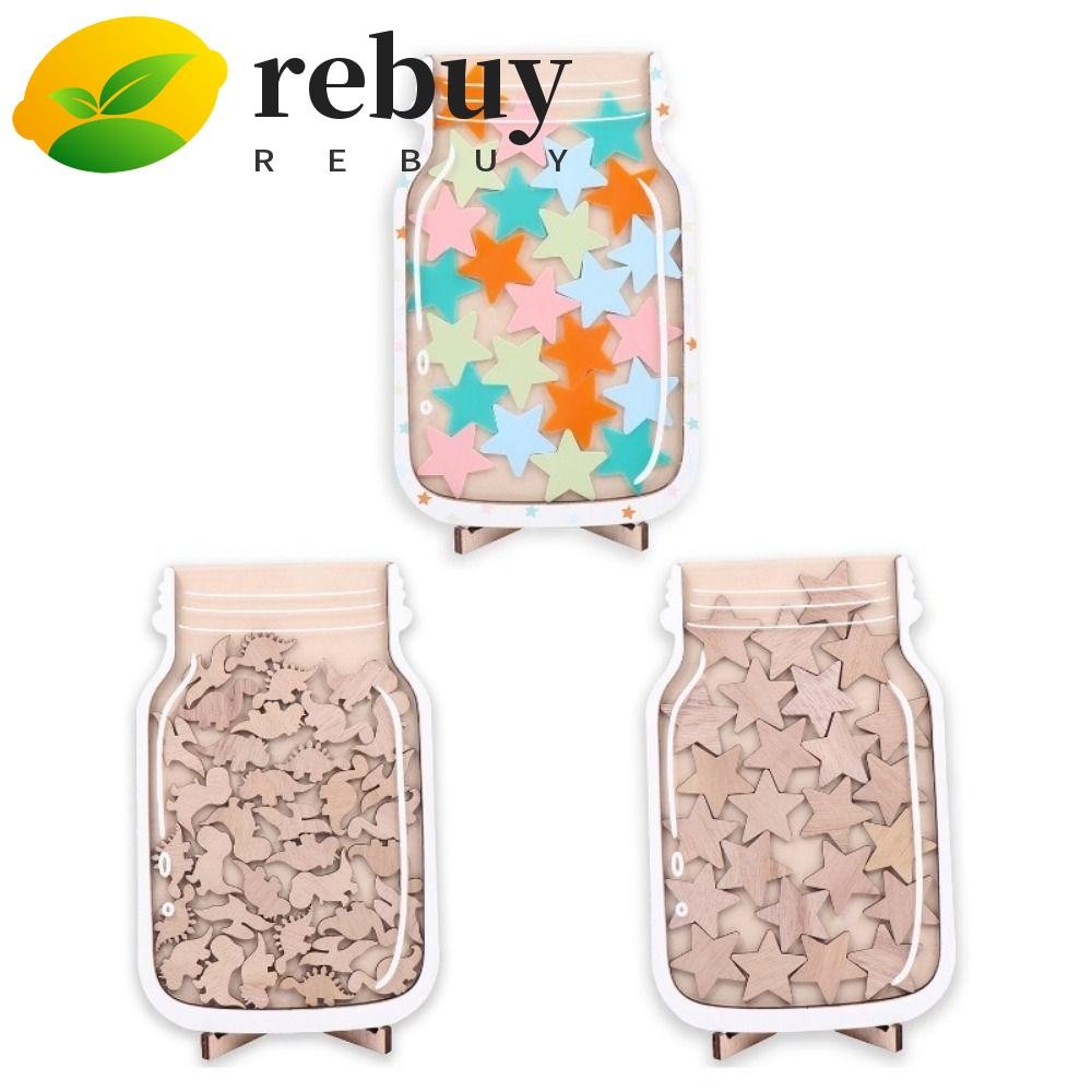 REBUY Positive Behavior Rewards Jar, Wooden Cartoon Kids Star Reward ...