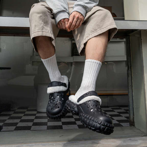 crocs men sandal lelaki Kasut kapas tapak tebal rasuk Asia, lelaki dan ...