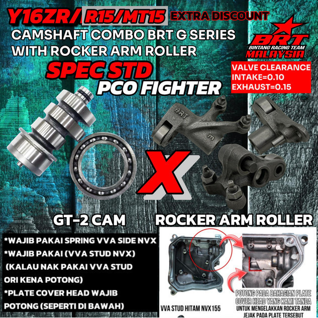 Y16ZR / Y16 / MT15 / R15 V3 / R15M BRT RACING * COMBO SET * ROCKER ARM ...