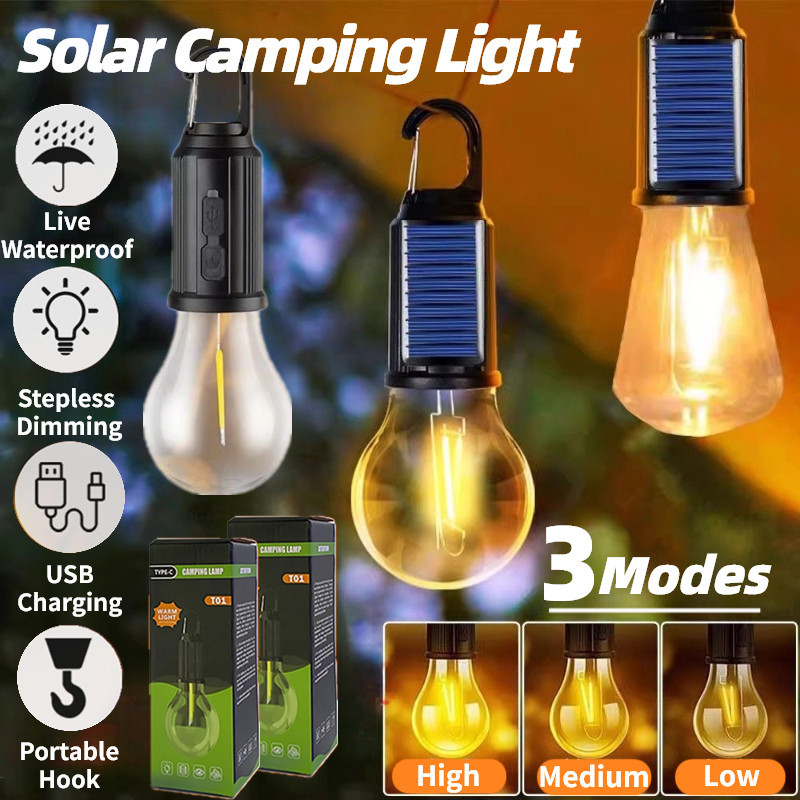 Solar Camping Light Outdoor Waterproof 3 Model Light Bulb LED ...