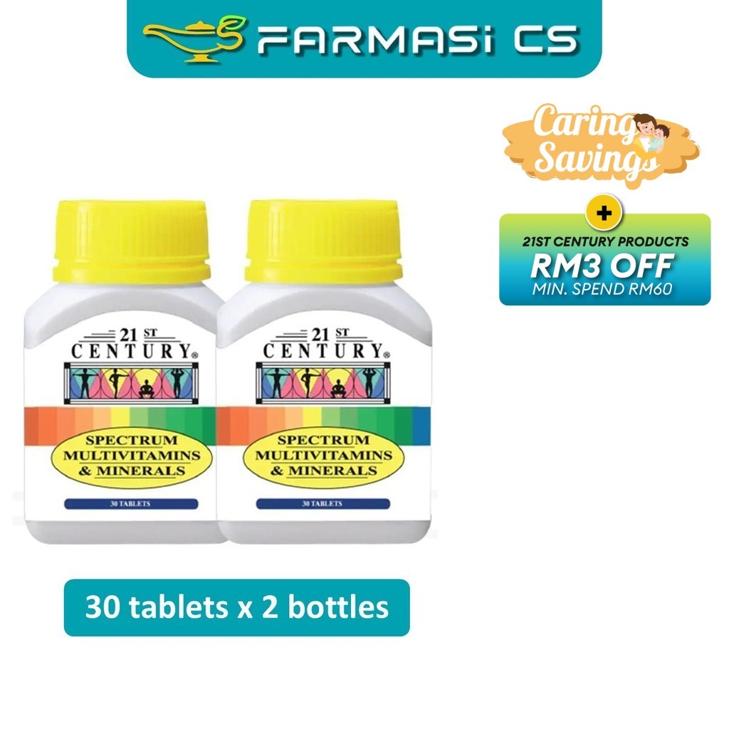 21st Century Spectrum Multivitamins & Minerals 30 tablets x 2 bottles ...