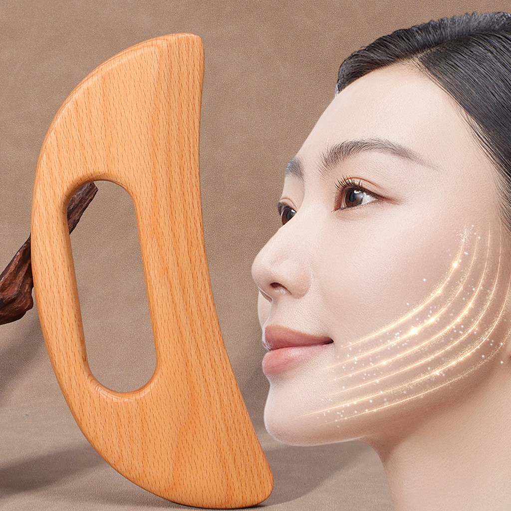 Beech Moon-Shaped Unclog Meridians Gua Sha Board Natural Color Relieve ...