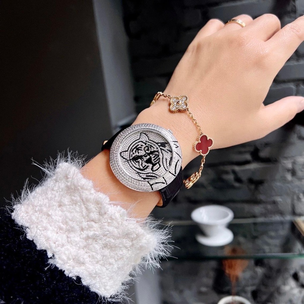 Cartier Jewelry Watch Full Diamond Cheetah Ladies Watch 45mm Oversized ...
