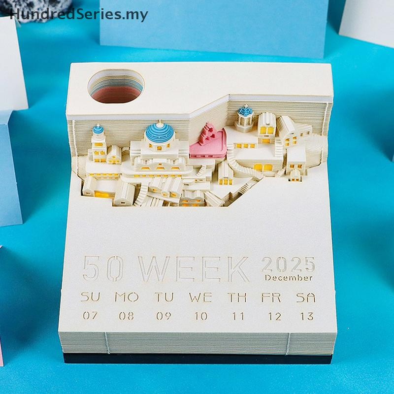 [HundredSeries] Castle Desk Calendar With LED Lights 2025 Calendar Memo ...