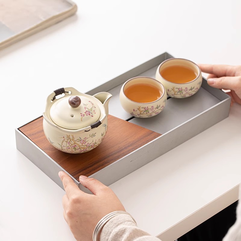 [Wisteria Flower Ru Kiln Hand Grab Pot] Teapot Tea Making Household ...