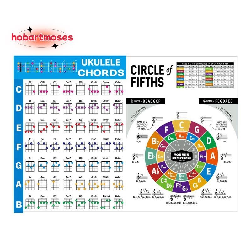 Ukulele Chord Chart Sticker Ukelele Music Education Guitar Chord Chart for Beginner Big Size ...