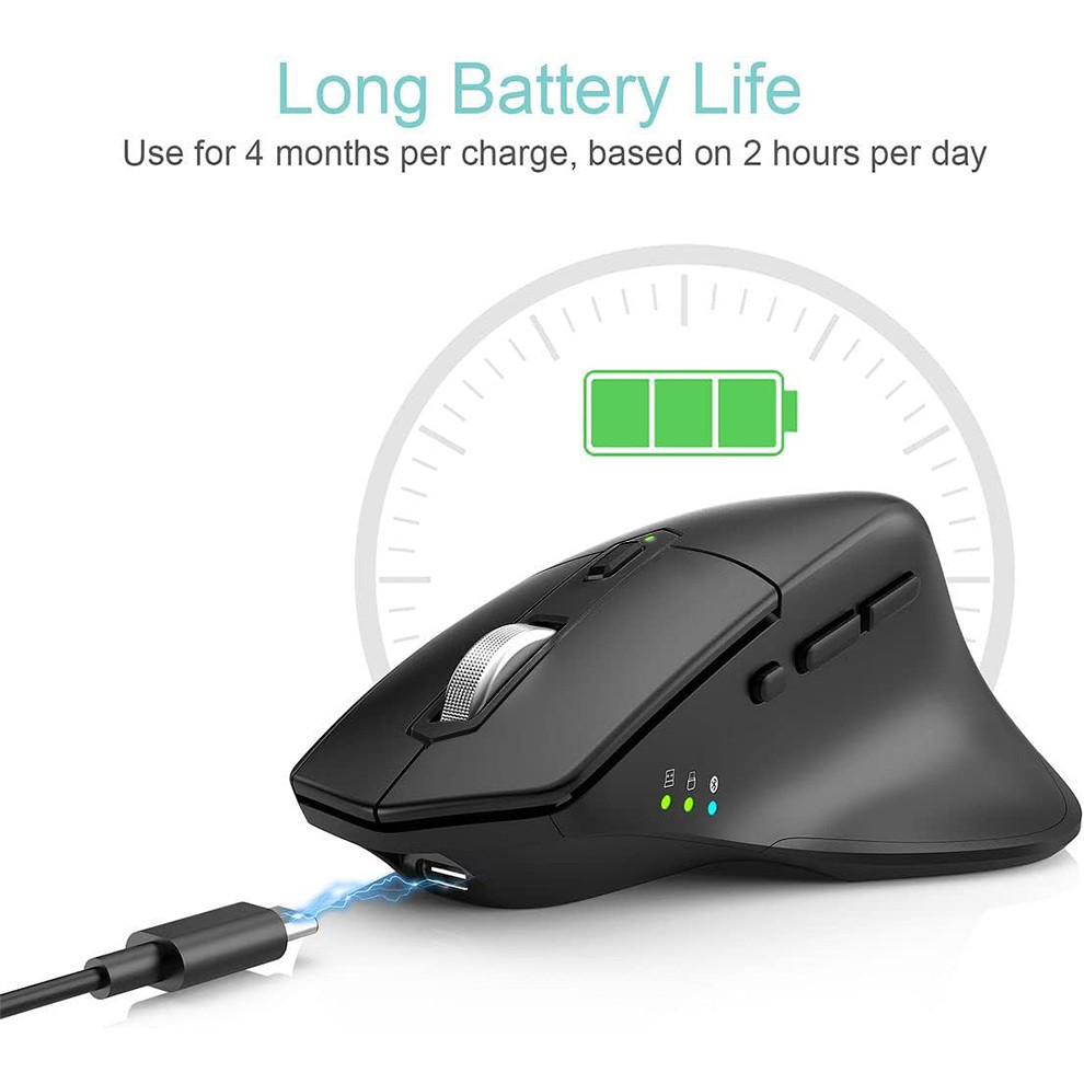 Wireless Bluetooth Mouse Multi-Device Ergonomic 2.4G Wireless Mouse ...