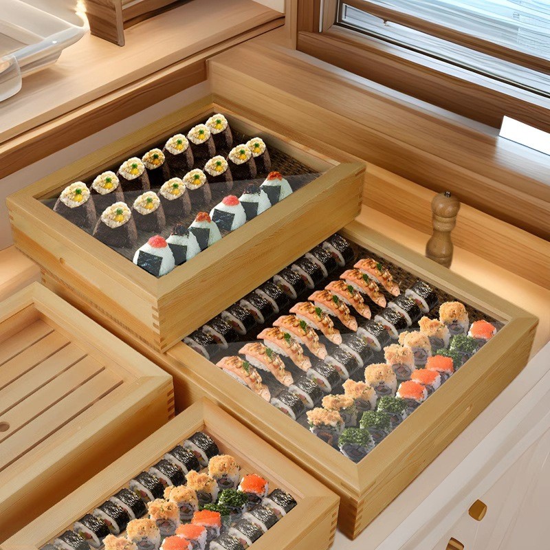 Influencer Stall Sushi Box Sashimi Wooden Box Salmon Wooden Box Cooking ...