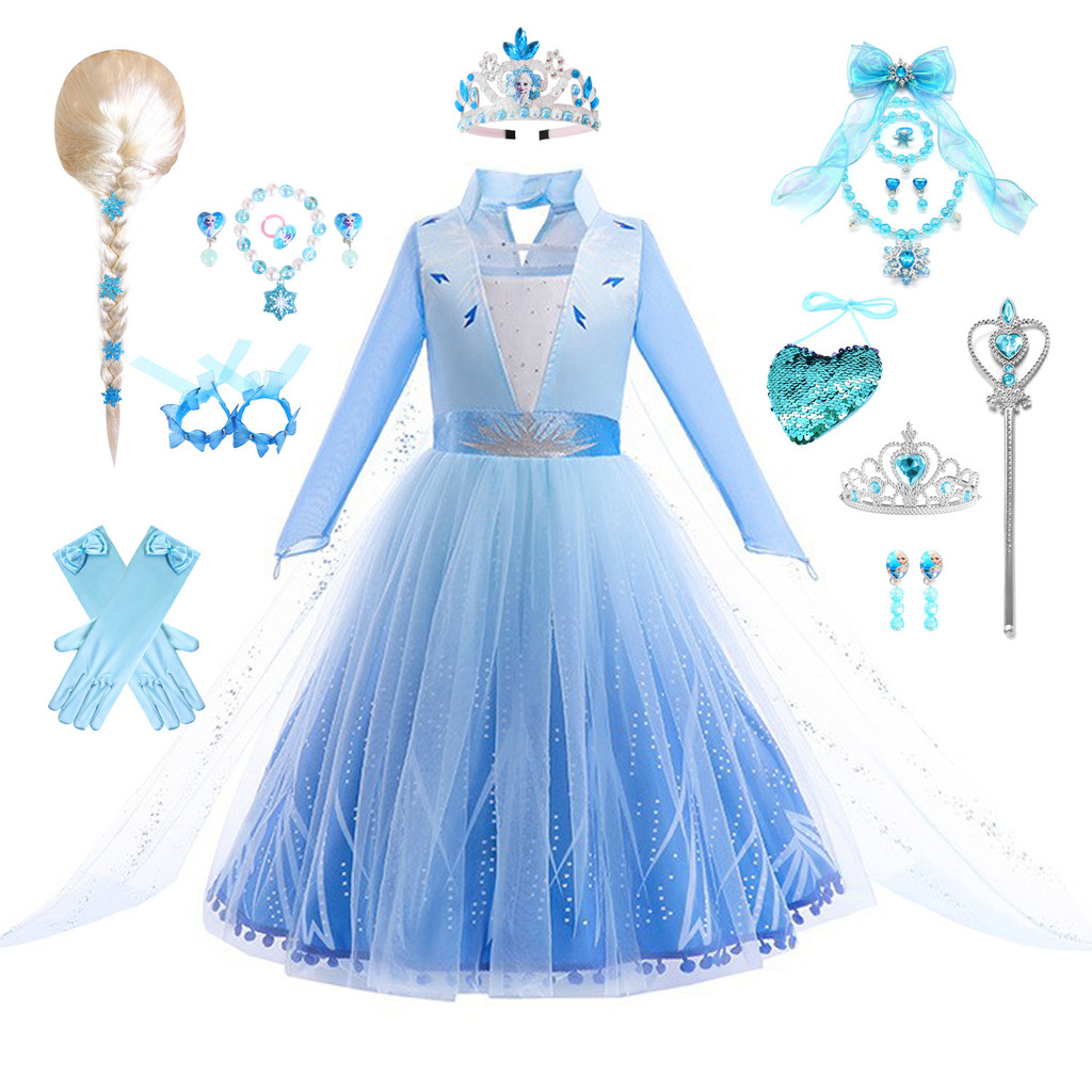 Frozen Elsa Princess Dress Girls Dress Birthday Stage Dress Costume ...
