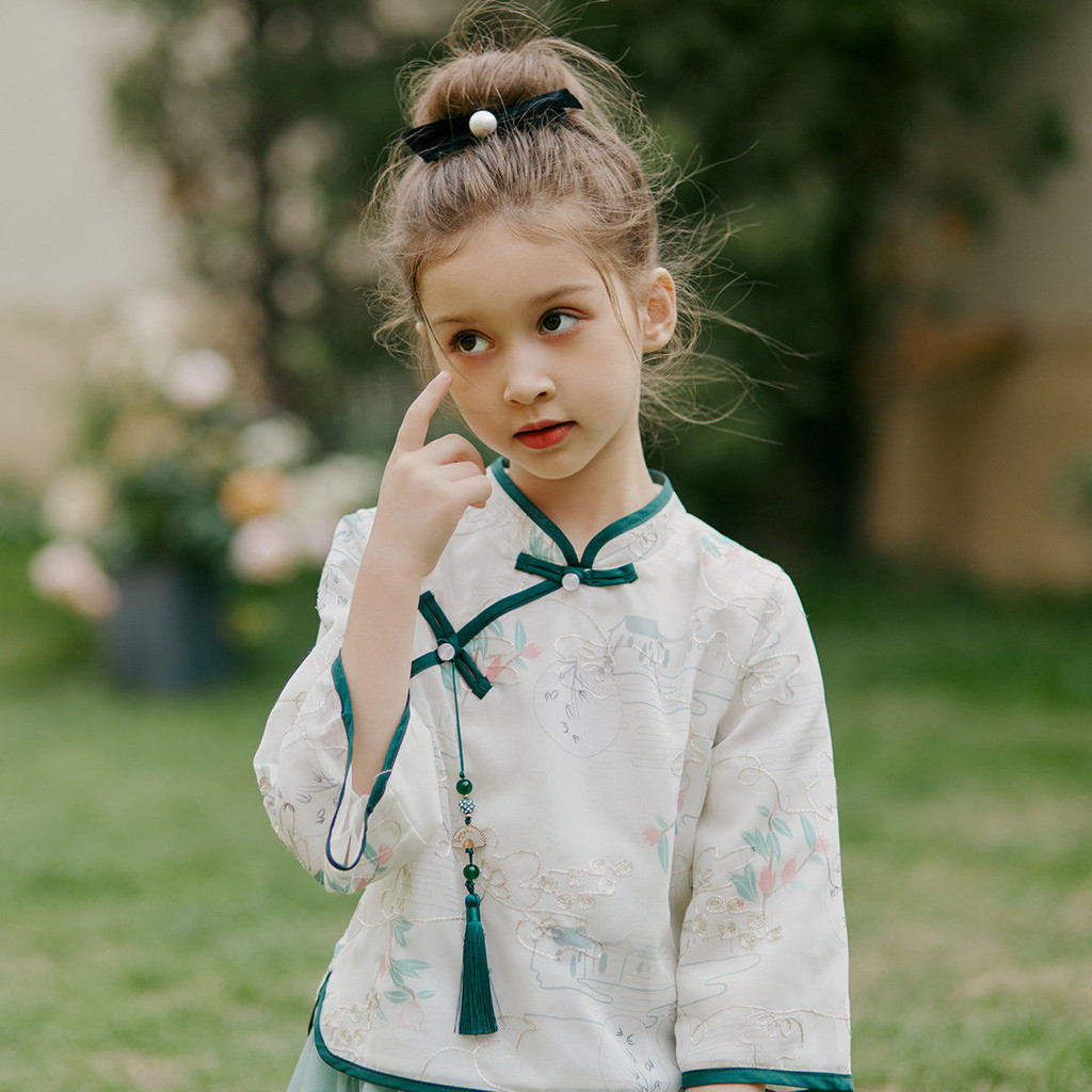 Chinese Tang Suit Children Retro Spring Summer Girl Hanfu Republic of ...