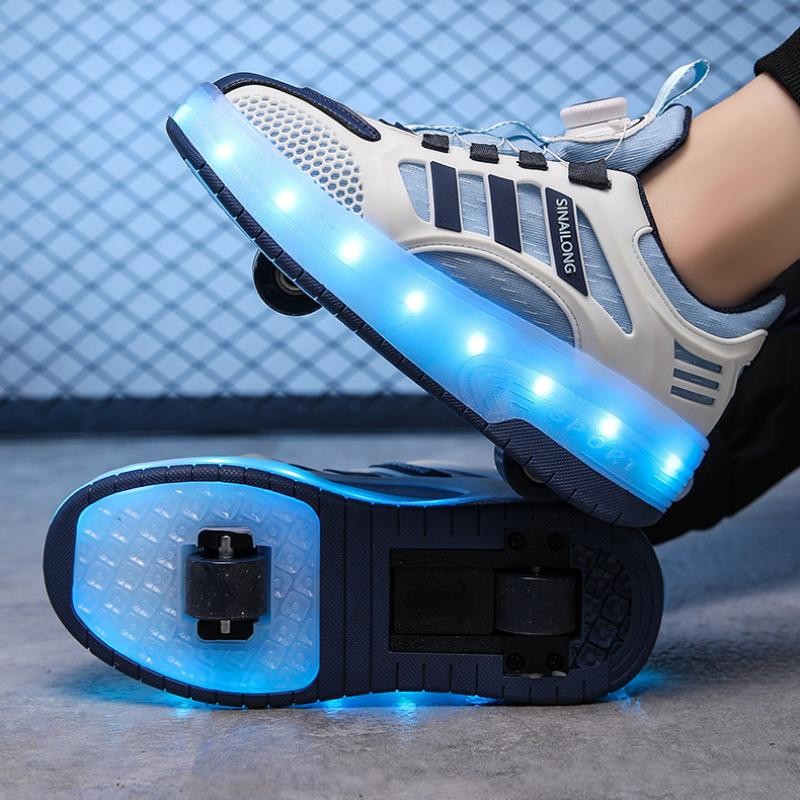 Kids Mesh Sports Shoes Lights Rampage Shoes Rechargeable LED Wheel ...