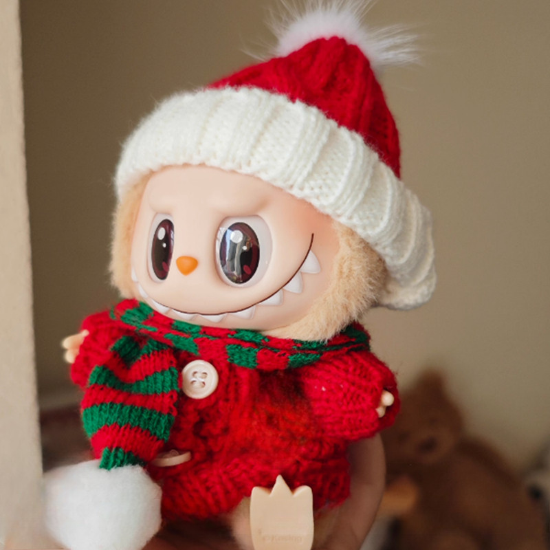 Labubu Clothes Christmas Knitted Sweater Hat Set Have A Seat Labubu New ...