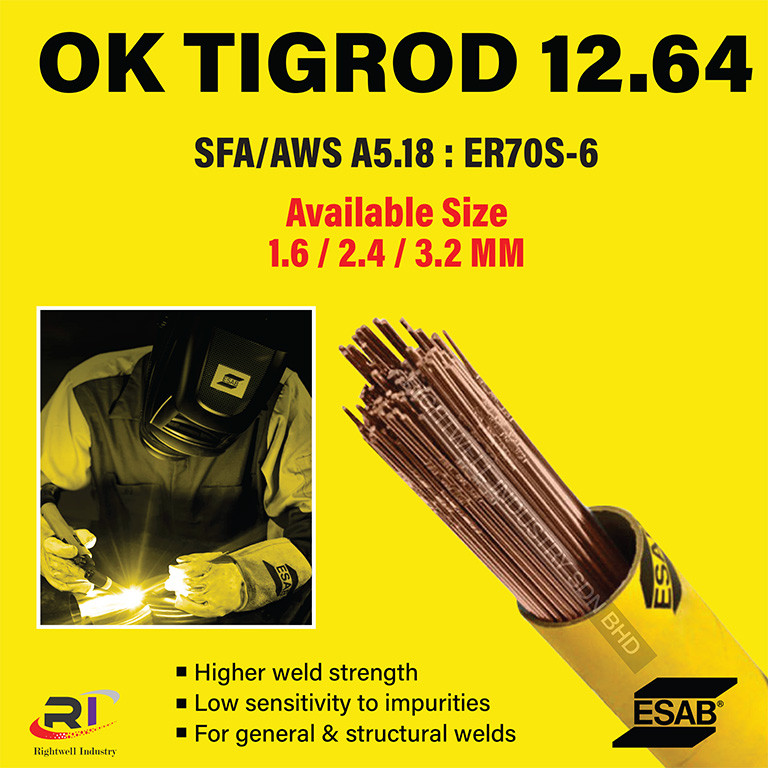 ESAB OK Tigrod 12.64 – ER70S-6 TIG Welding Rod for Mild Steel (5kg) | Shopee Malaysia