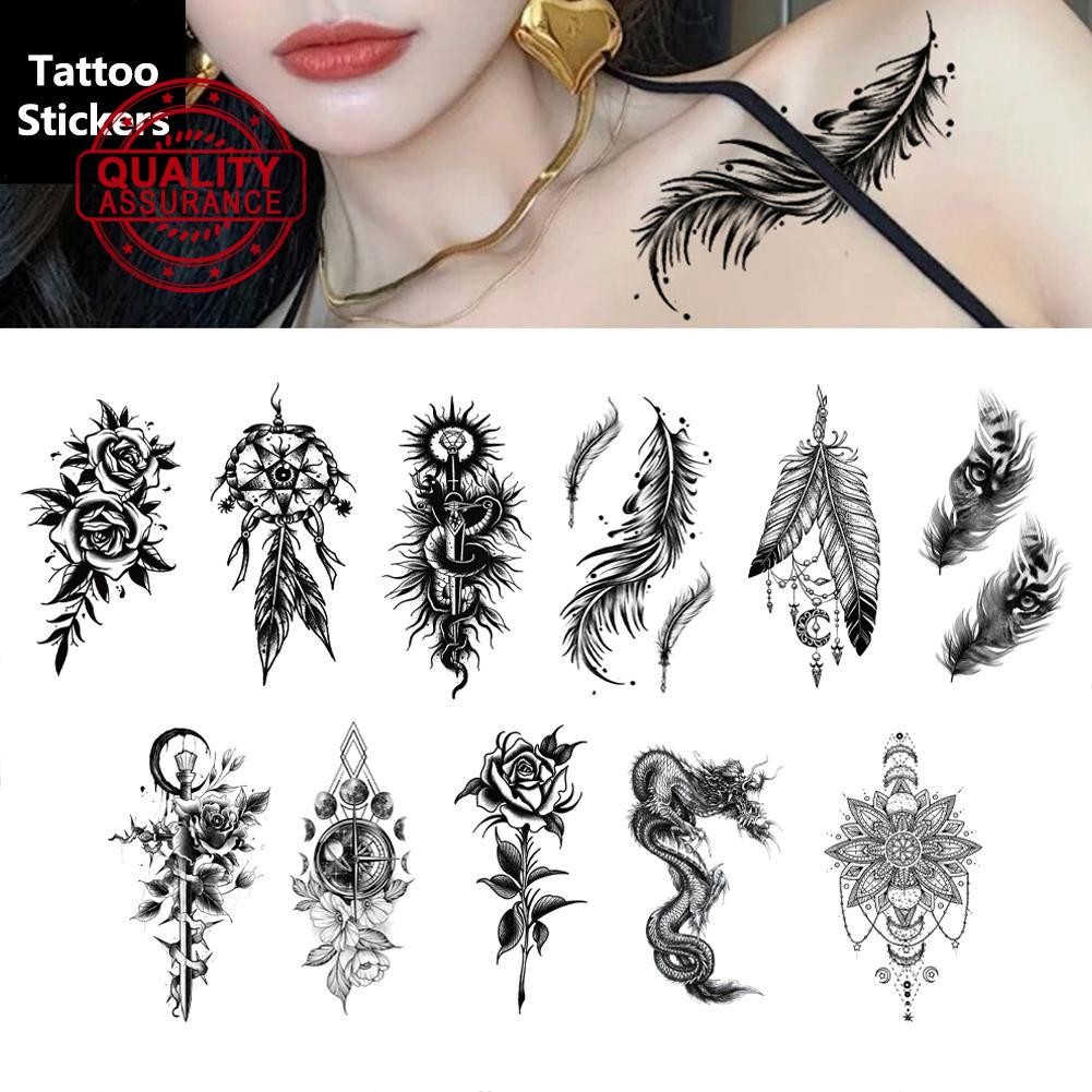 Temporary Fake Tattoo Sticker Waterproof Black White Stickers Tattoo ...