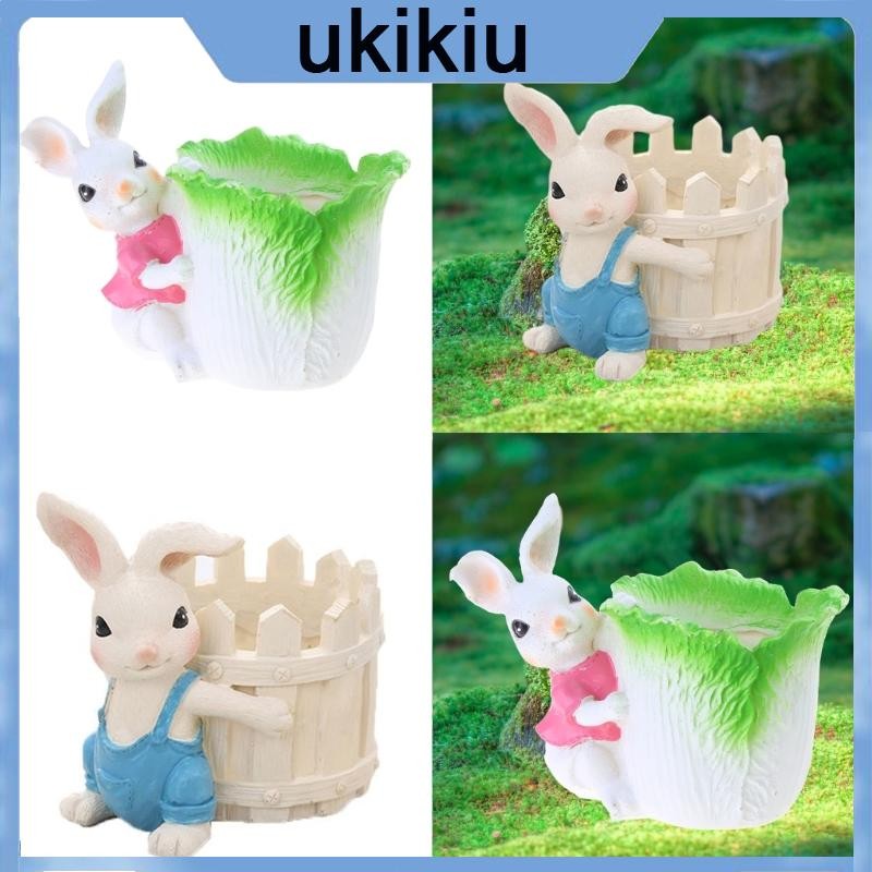 UKI Mini Resin Rabbit Planter Decorative Rabbit Small Flower Pots ...