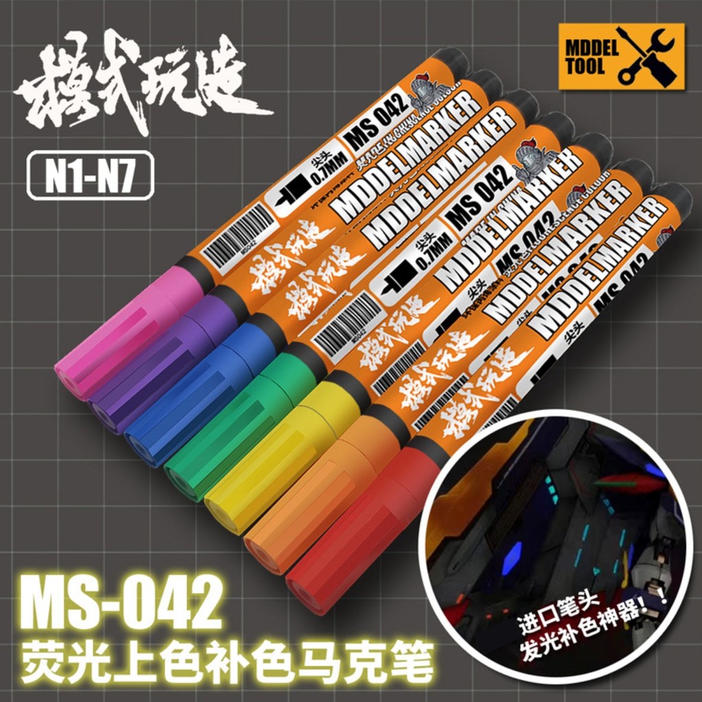 Neon Fluorescent Coloring Markers Eraser Pen for Gundam Gunpla DIY GK ...