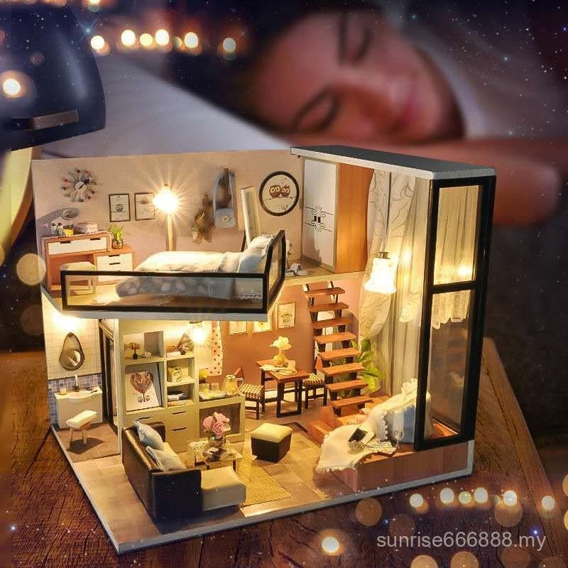 Diy buatan tangan pondok pemasangan bangunan model rumah kreatif kanak ...