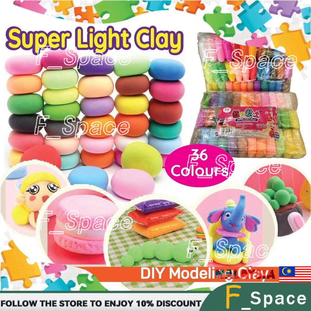 12/24/36 Colors Super Light Squishy Toys Clay Set With Tools For Kids ...