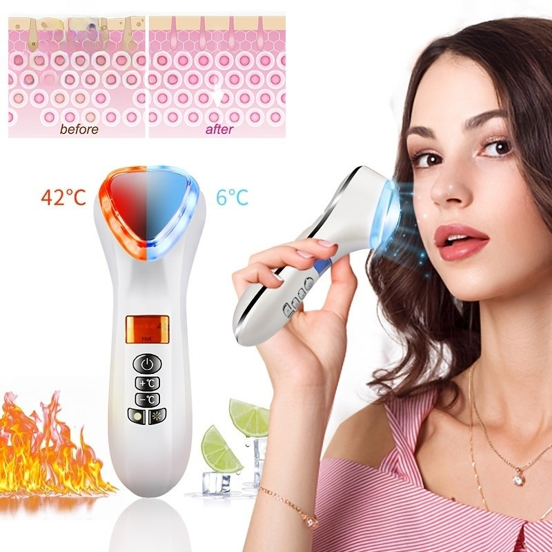 LED Hot Cold Hammer Facial Lifting Vibration Massager for Face Body Spa ...