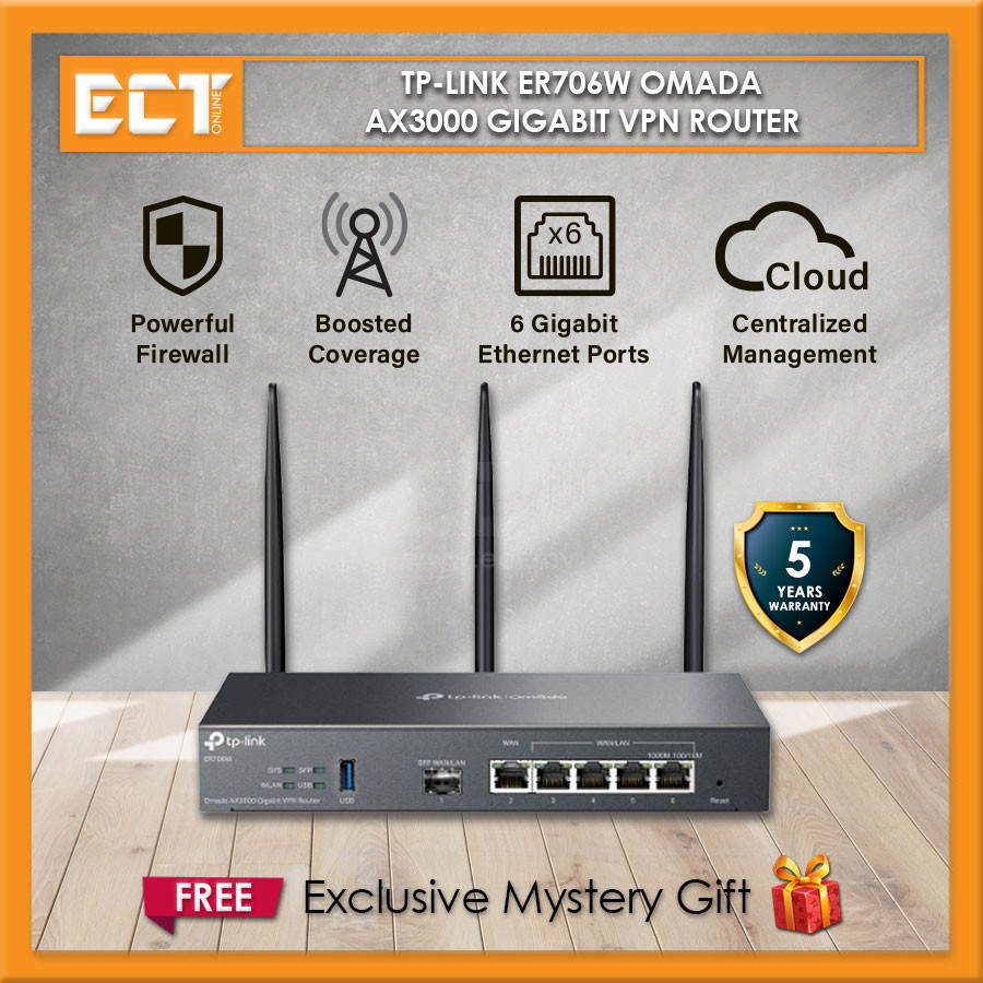 TP-Link ER706W Omada AX3000 Gigabit VPN Router with 5 WAN Ports & USB 3 ...