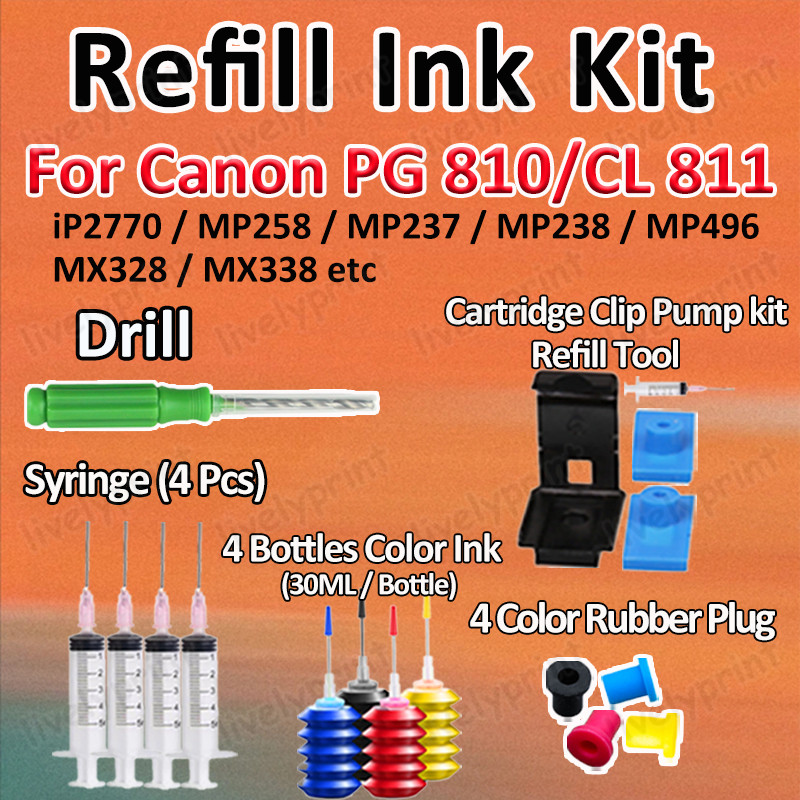 For Canon PG810 CL811 PG 810 CL 811 Refill Ink Tool for iP2770 MP258 MP237 MP238 MP496 MX328 ...