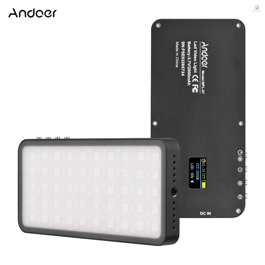 Andoer RGB LED Video Light Portable Light Panel 3000K-6500K Dimmable ...