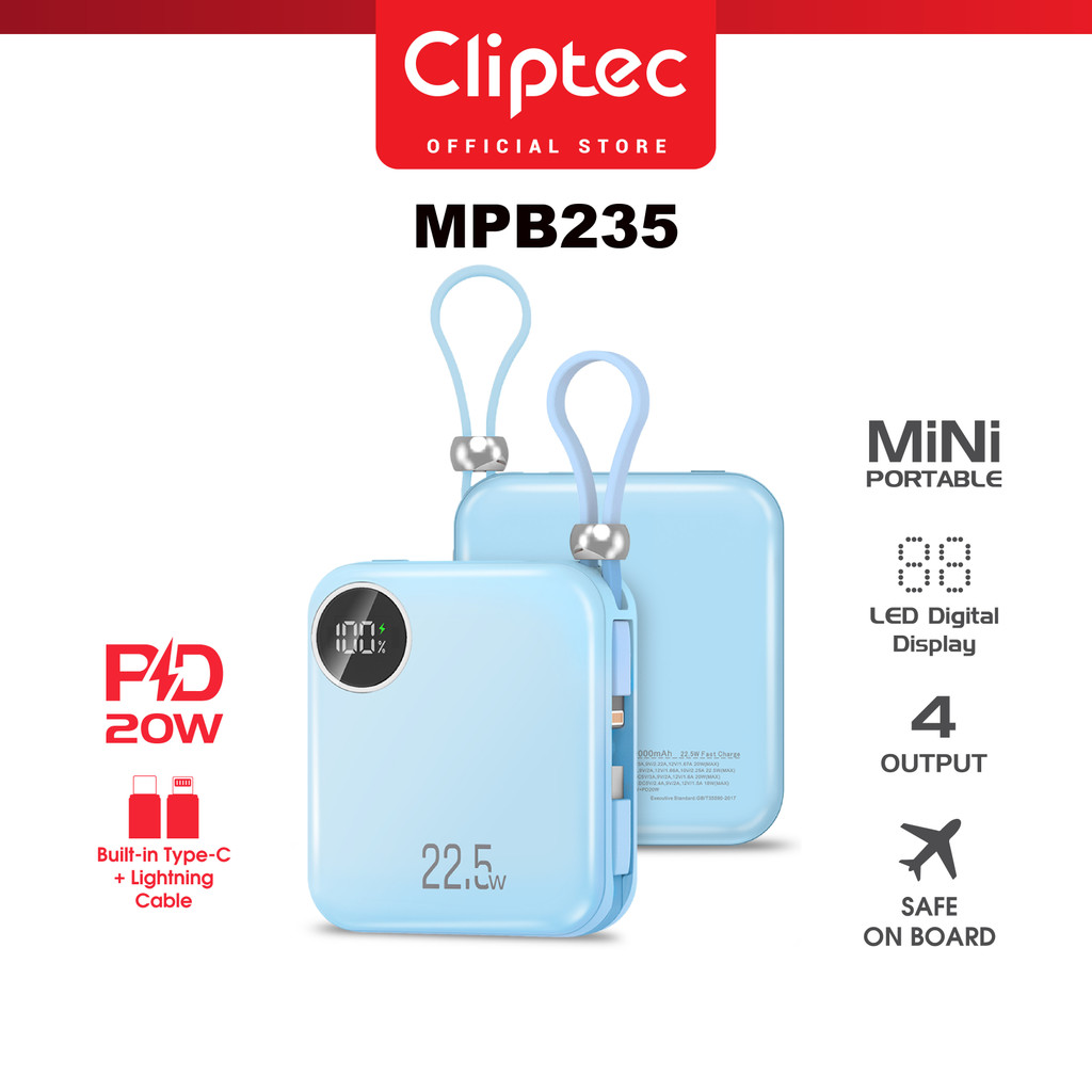 CLiPtec M-series MPB235 10000mAh 22.5W+PD20W Fast Charging Power bank ...