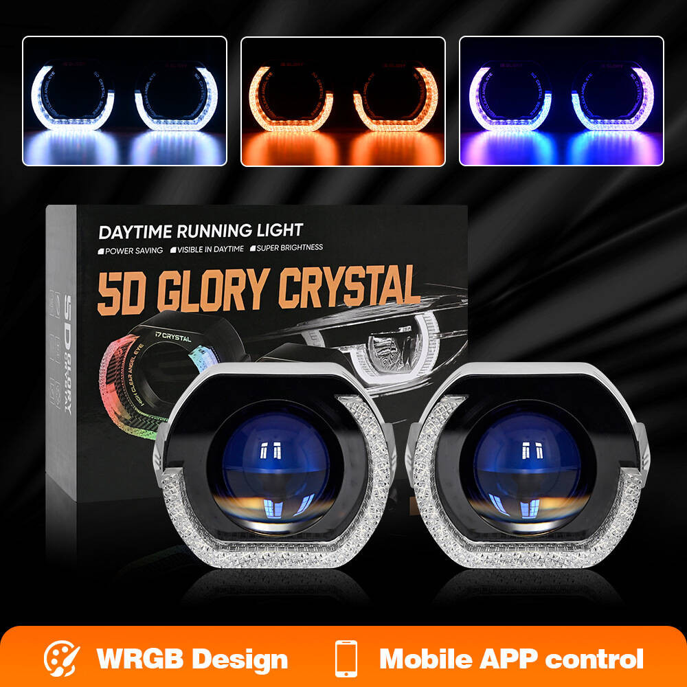 12V 2.5" 3'' 5D Universal Crystal RGB Angel Eyes Mask Colorful LED Halo ...