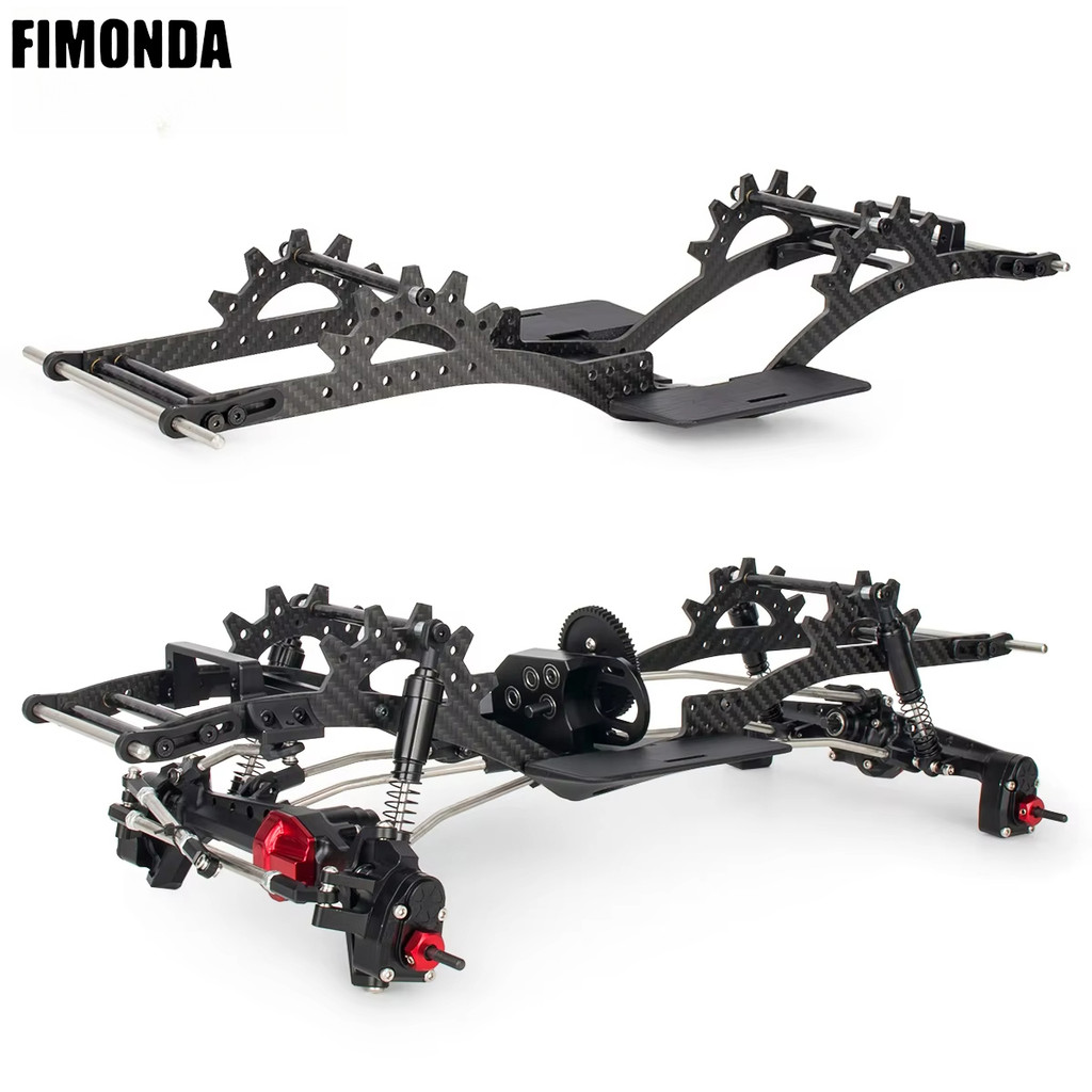 Carbon Fiber LCG Chassis Kit Frame Rails CMS Servo Panhard Mount for 1/10 RC Rigs Crawler Capra ...