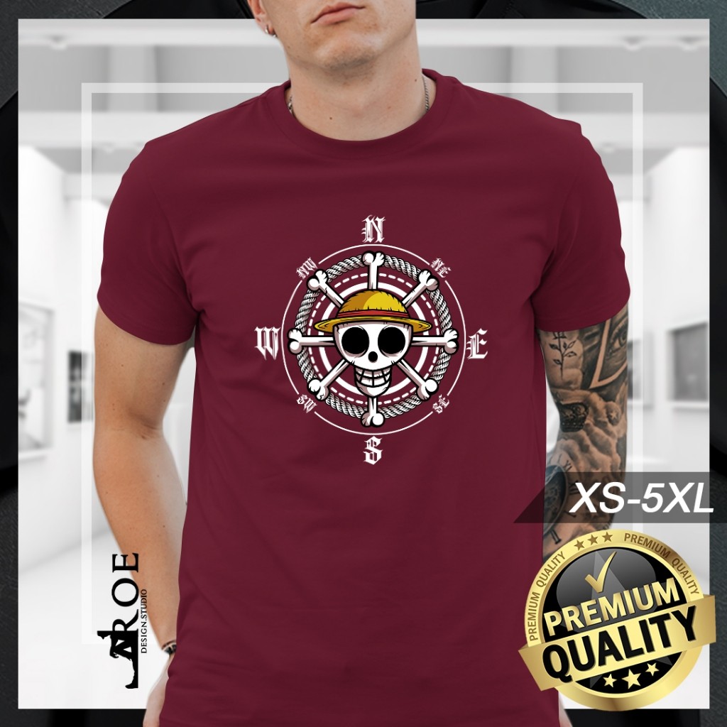🔥 Baju Tshirt ONE PIECE STRAWHAT PIRATE COMPASS ANIME Unisex + Plus ...
