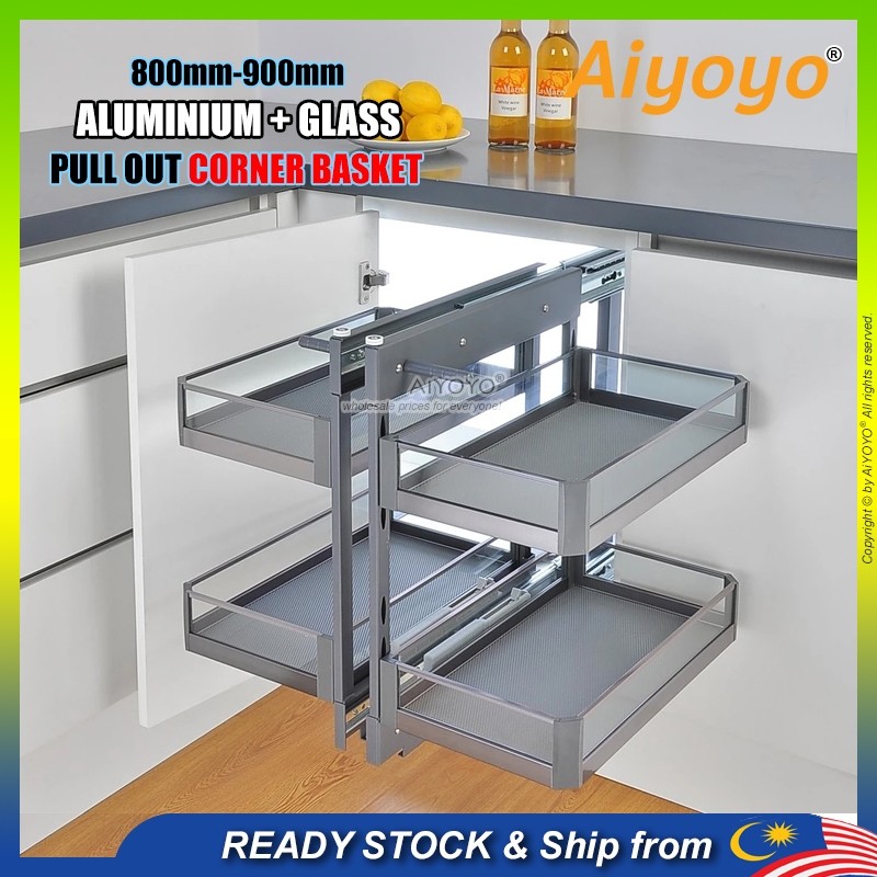 Kitchen Pull Out Corner Cabinet Magic Corner Basket Rak Bakul Tarik ...