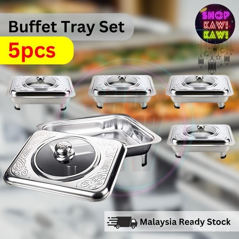 5 SET 35x27 BUFFET TRAY SET / SERVING TRAY /FOOD PAN KENDURI SET ...