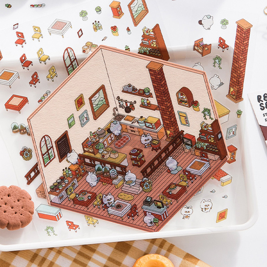 Fun DIY Stacking Scene Stickers Supermarket/Coffee Shop/Restaurant ...