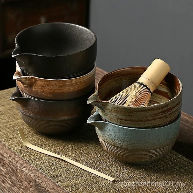 Stoneware Matcha Bowl with Mouth Matcha Tool Brush Japanese Tea Bowl ...
