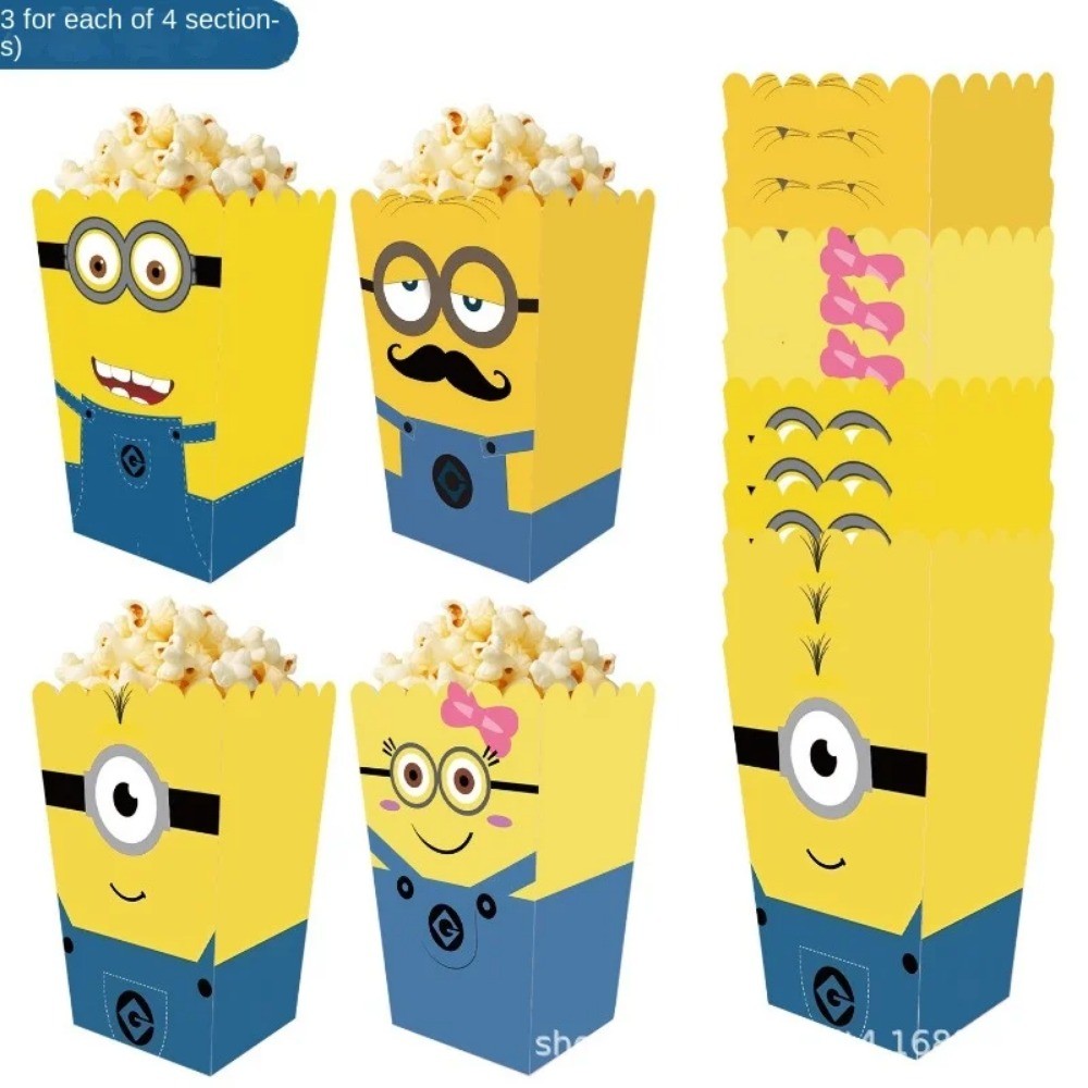 12pc Despicable Me 4 Minions Popcorn Box Paper Snack Packing Candy ...