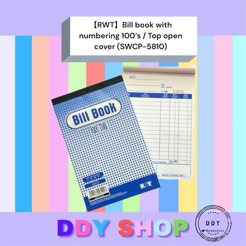 【RWT】Bill book with numbering 100’s / Top open cover (SWCP-5810 ...