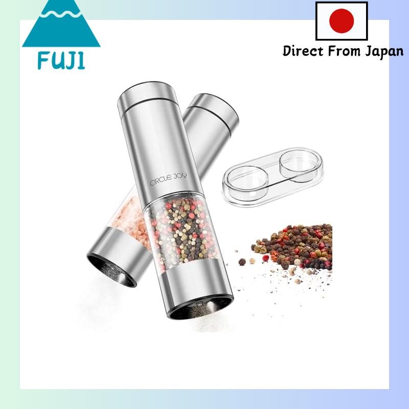 CIRCLE JOY Electric Pepper Mill Stainless Spice Mill Battery Operated Pepper Mill Storage Base ...