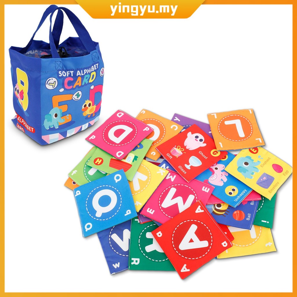26 Pcs Soft Alphabet Cards Washable Cloth Alphabet Flash Cards with ...