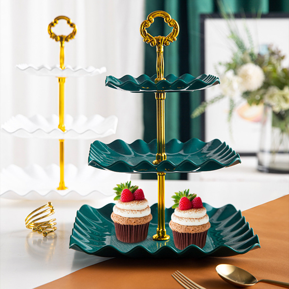 3-Tier Detachable Cupcake Stand Plastic Dessert Rack Luxury Fruit Tray ...